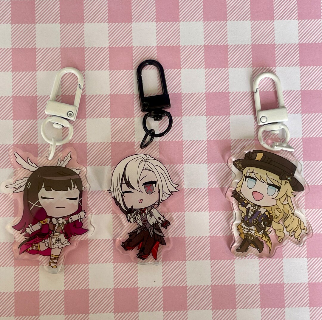 Genshin Chibi Acrylic Keychains - Navia, Columbina, and Arlecchino - Etsy