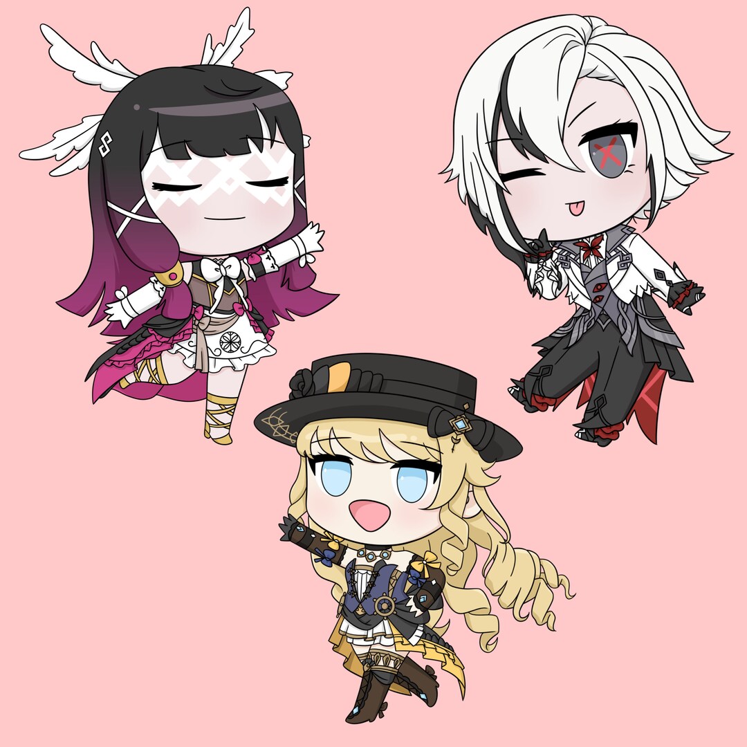 Genshin Chibi Vinyl Stickers - Navia, Columbina, Arlecchino - Set of 3 ...