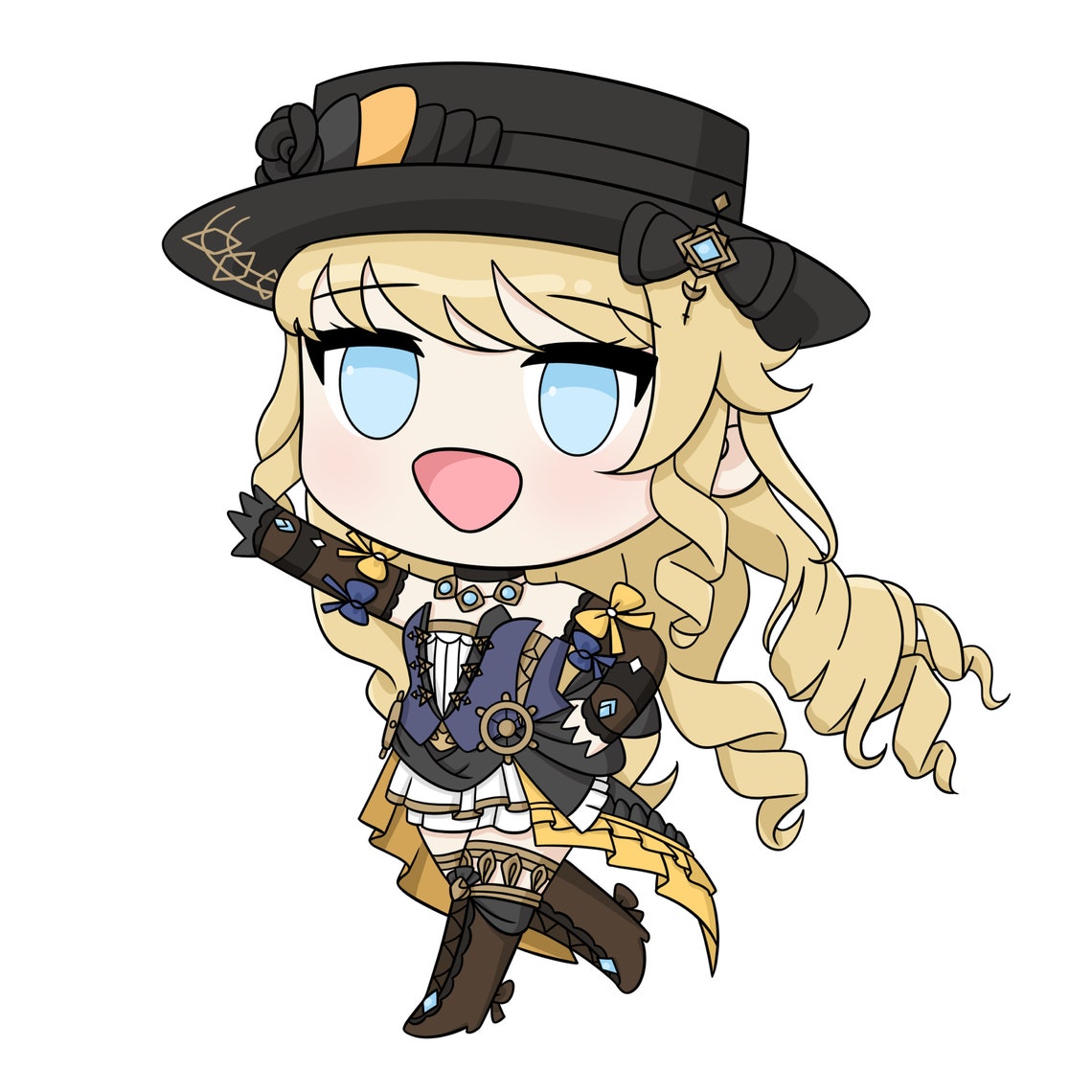 Genshin Chibi Vinyl Stickers Navia, Columbina, Arlecchino Set of 3 - Etsy