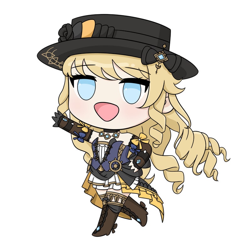 Genshin Chibi Vinyl Stickers - Navia, Columbina, Arlecchino - Set of 3 ...