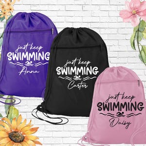 Swimming Drawstring Bag, Personalized Swim Bag, Kids Beach Bag, Custom ...