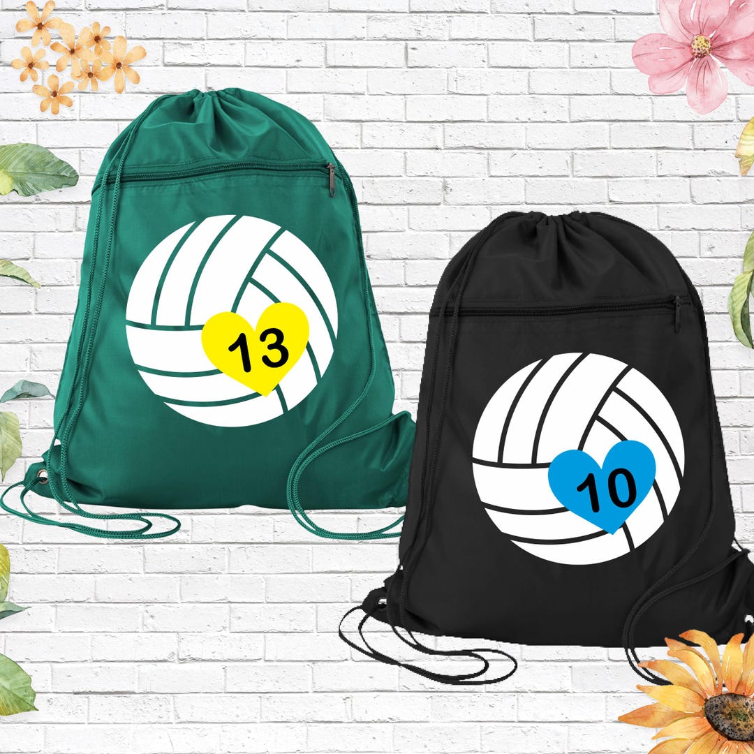 Custom Volleyball Team Number Drawstring Backpack Bag, Volleyball Bag ...