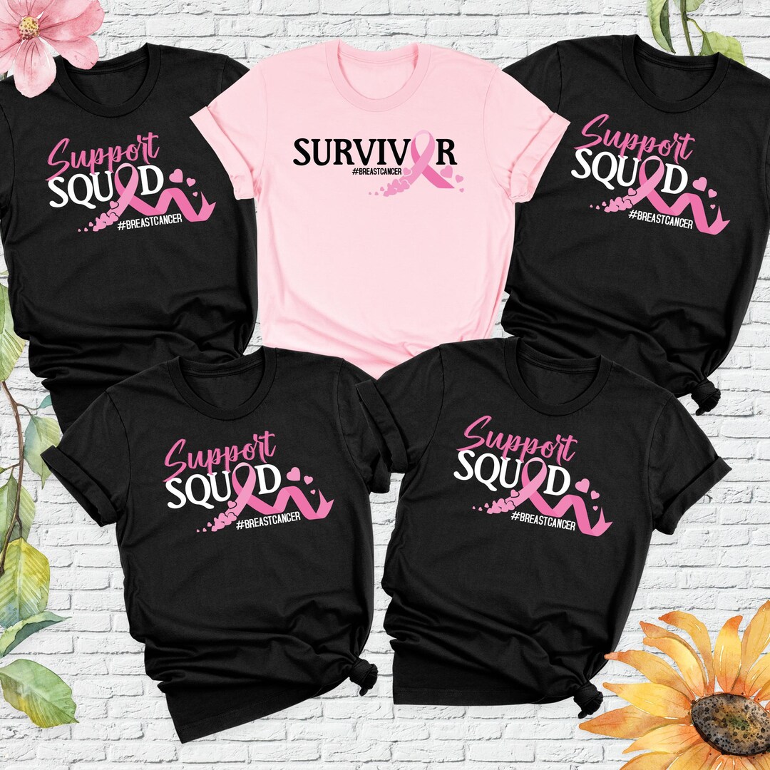 Support Squad Survivor Shirt, Breast Cancer Pink Ribbon Tee, Cancer ...