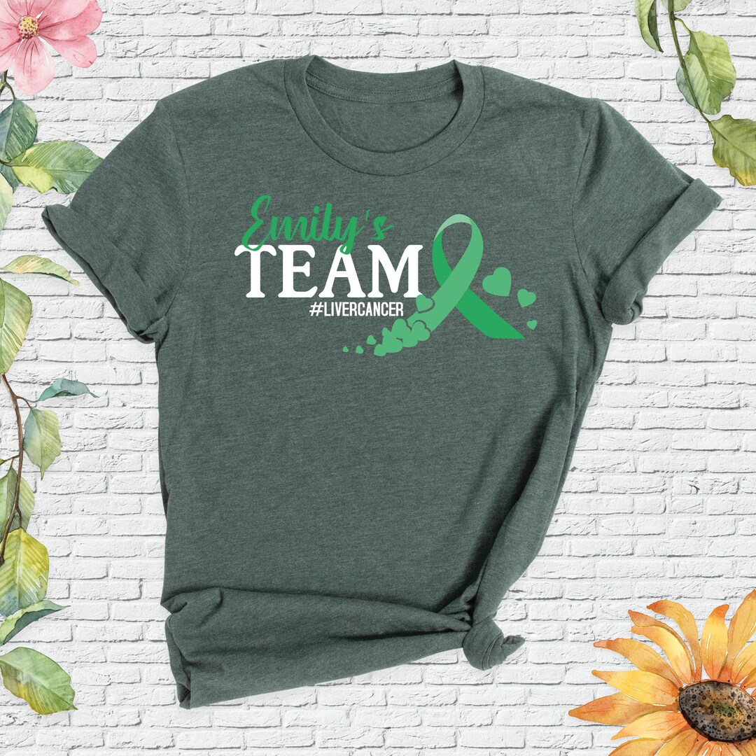 Liver Cancer Team Shirt, Green Ribbon Shirts, Warrior Shirt, Custom ...