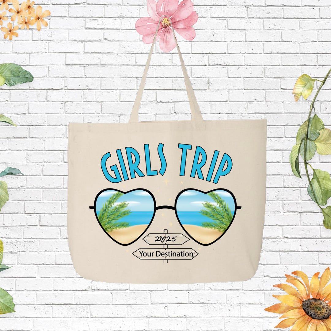 Custom Girls Trip Tote Bag Summer Beach Zippered, Girls Weekend Tote ...