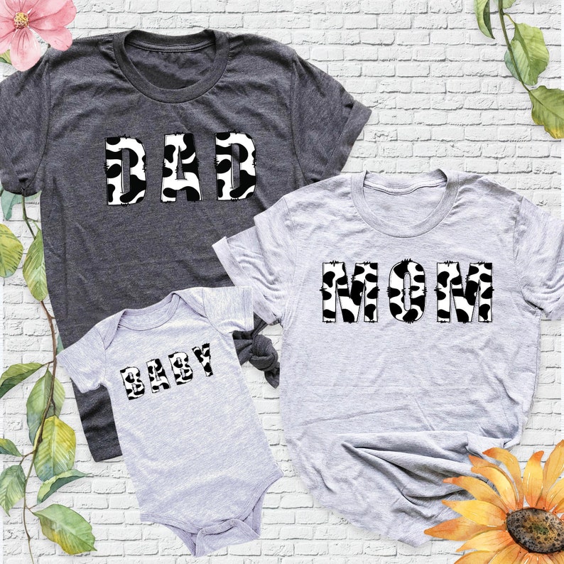 Family Cow Shirt,cow Print Mom Dad Baby Shirt, Custom Cow Print Shirt ...