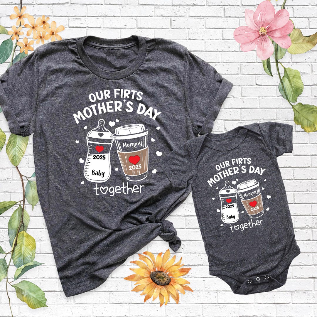 2025 First Mothers Day Matching Mommy Baby Shirts, First Mothers Day ...