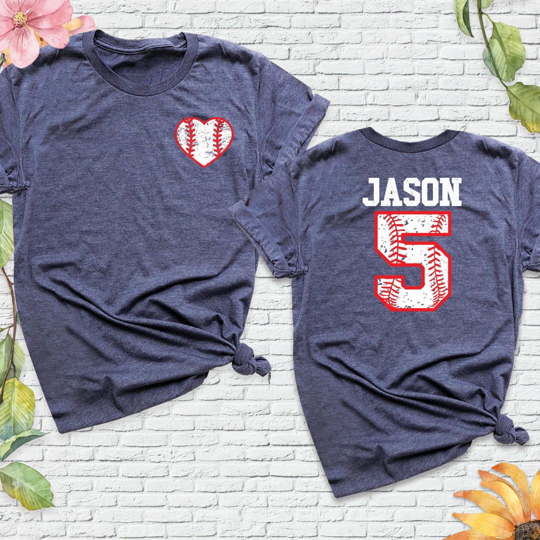 Baseball Heart Shirt, Custom Name Baseball Mom Tshirt, Baseball Fan ...