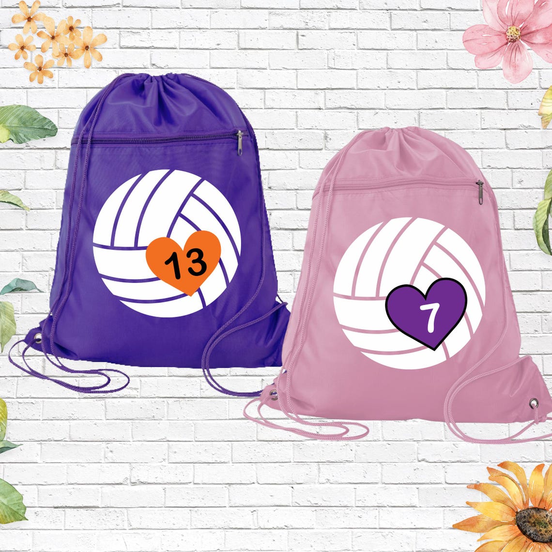 Custom Volleyball Team Number Drawstring Backpack Bag, Volleyball Bag ...