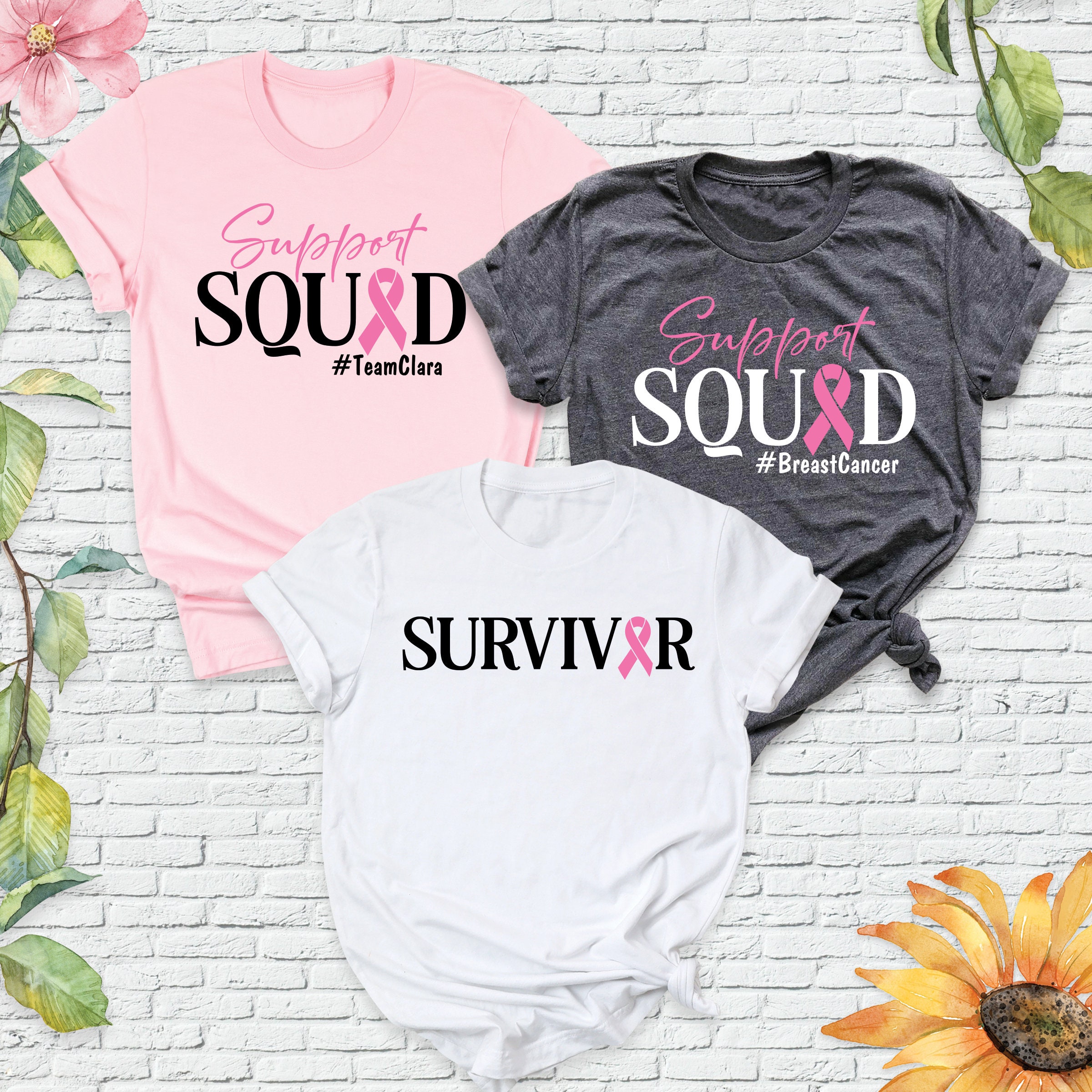 Breast Cancer Survivor Shirt, Support Squad Cancer Shirts, Cancer ...