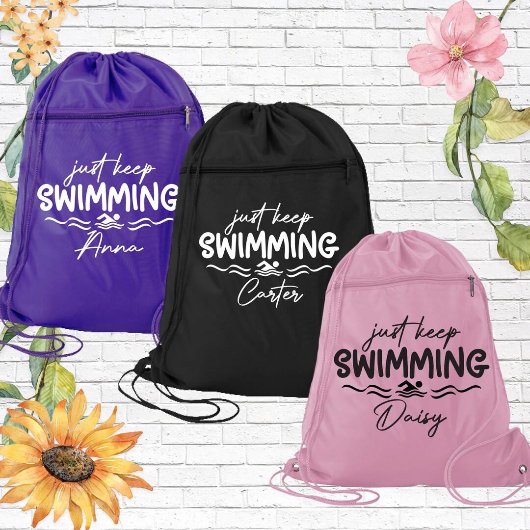 Swimming Drawstring Bag, Personalized Swim Bag, Kids Beach Bag, Custom ...