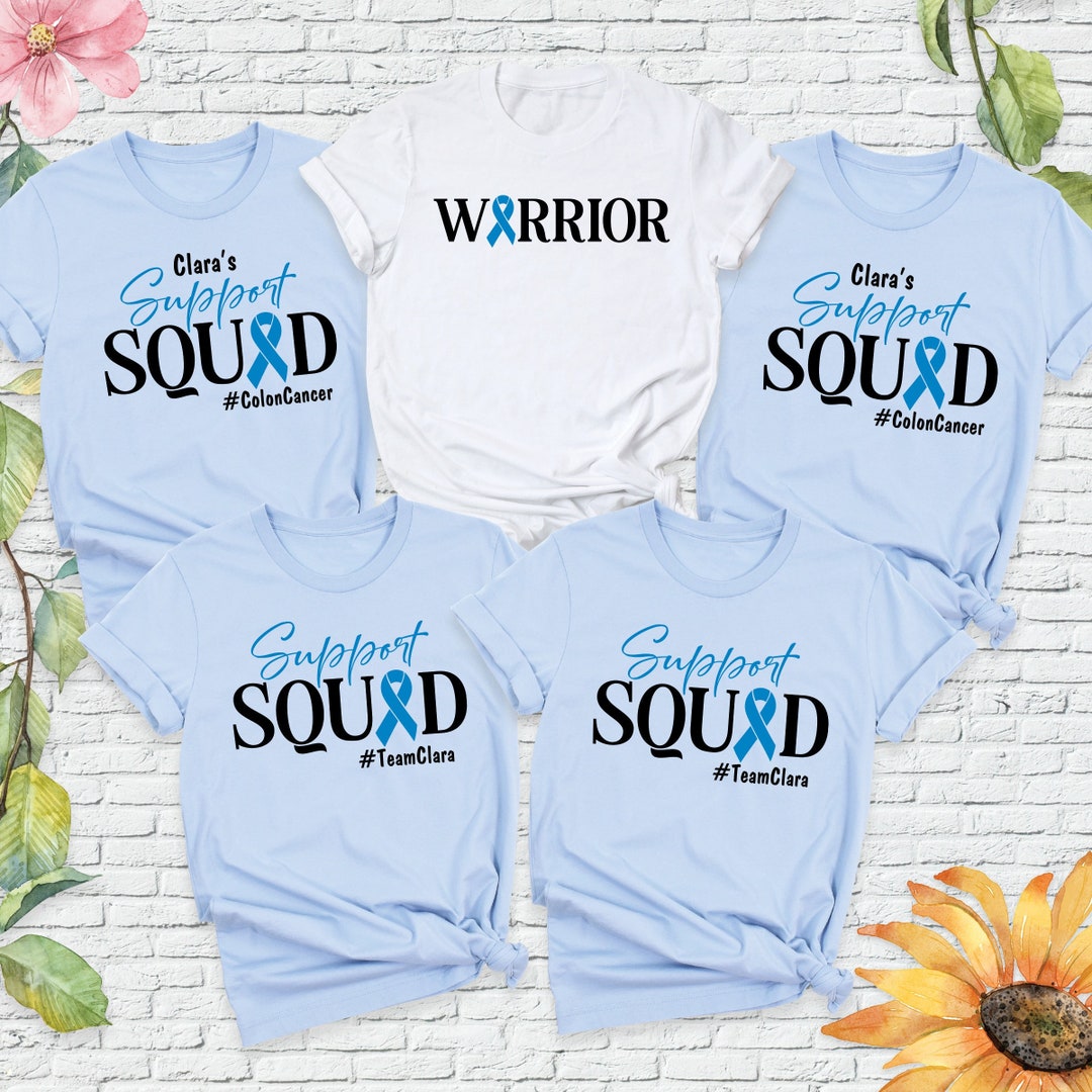 Colon Cancer Shirts Support Squad Awareness Tee, Blue Ribbon Shirt ...
