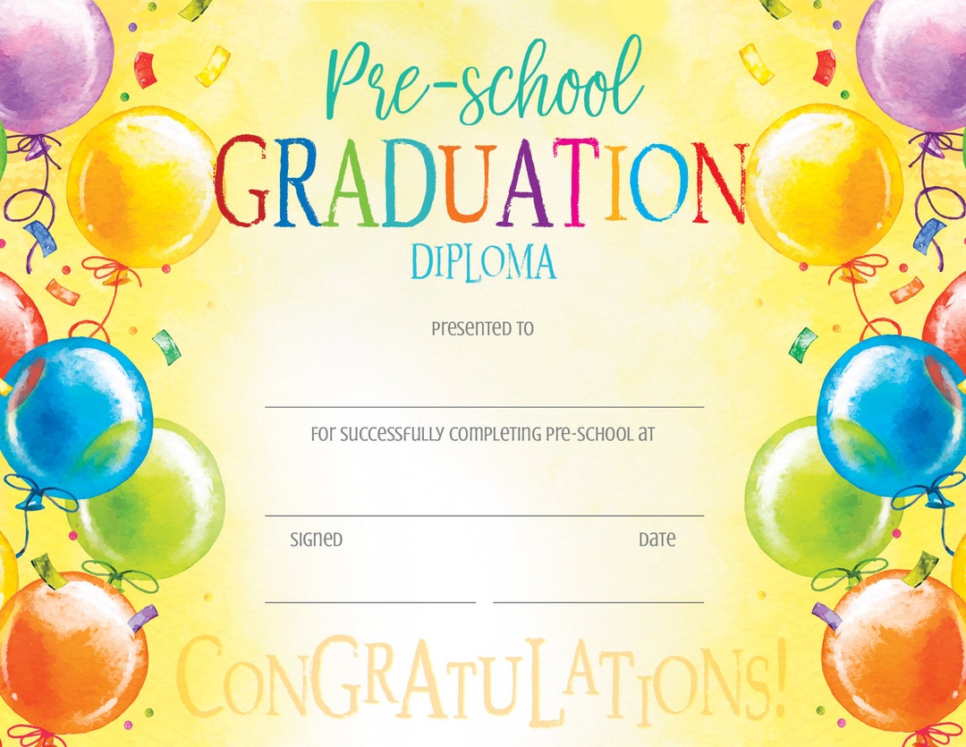 Pre-school Graduation Certificate of Achievement - Etsy
