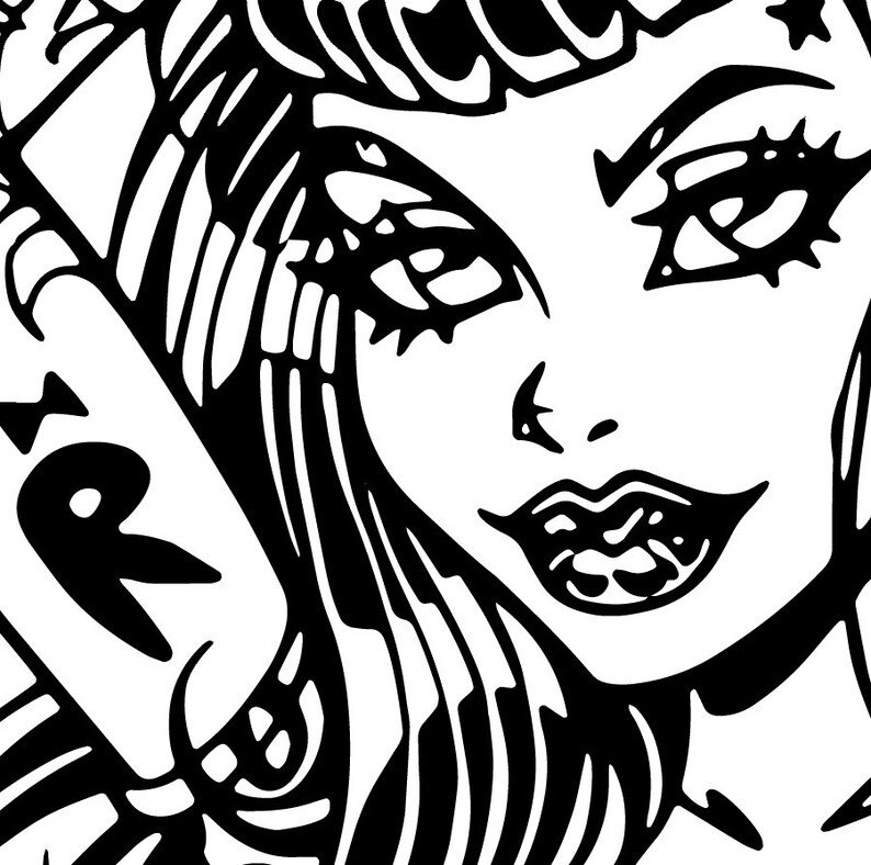 DXF,SVG, Tattoo Design, Bettie Page Artwork, Pinup Girl, Retro, Digital ...