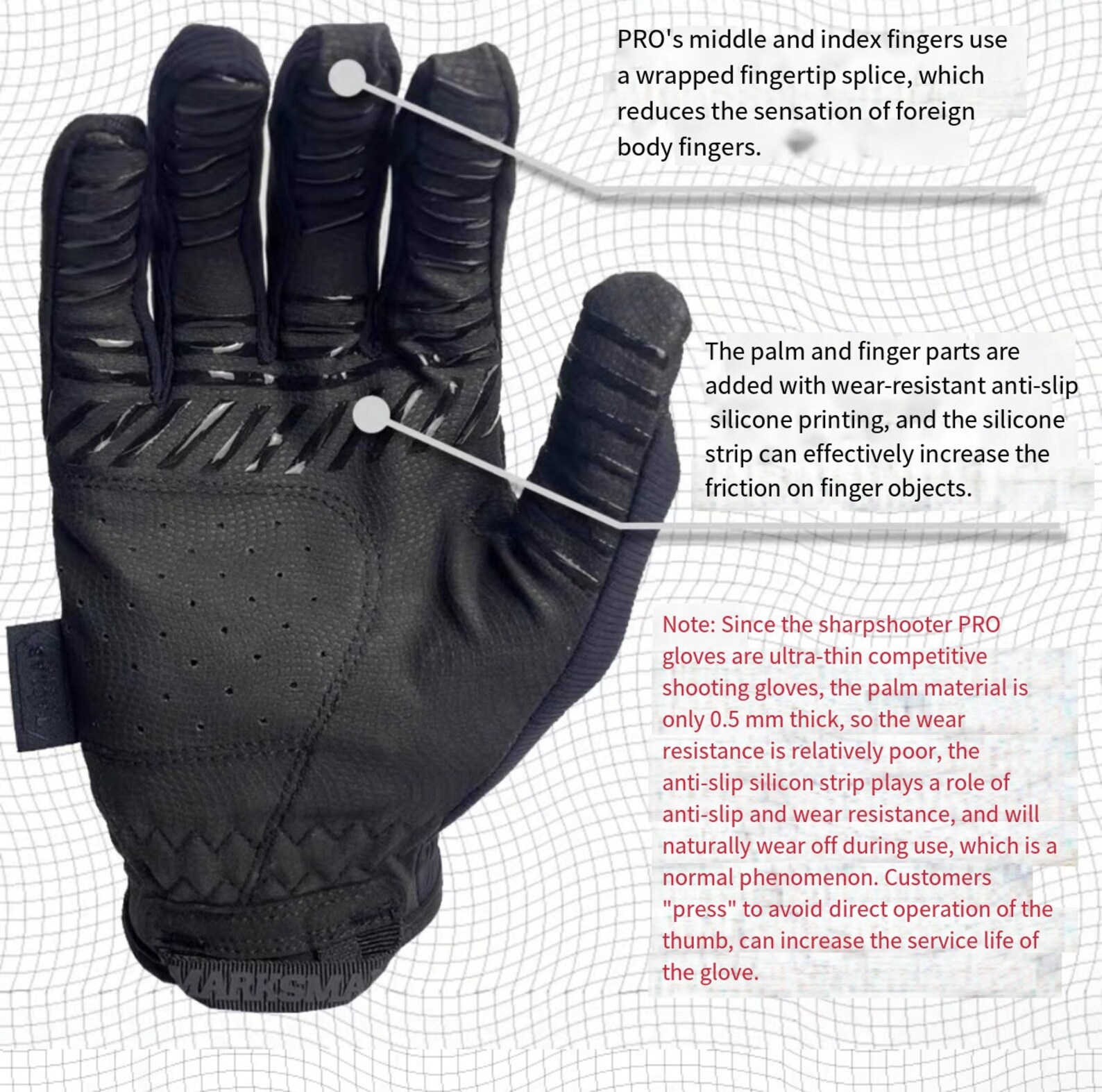 TACLAB MARKSMAN Pro 0.5mm Lightweight All Black High Dexterity Tactical ...