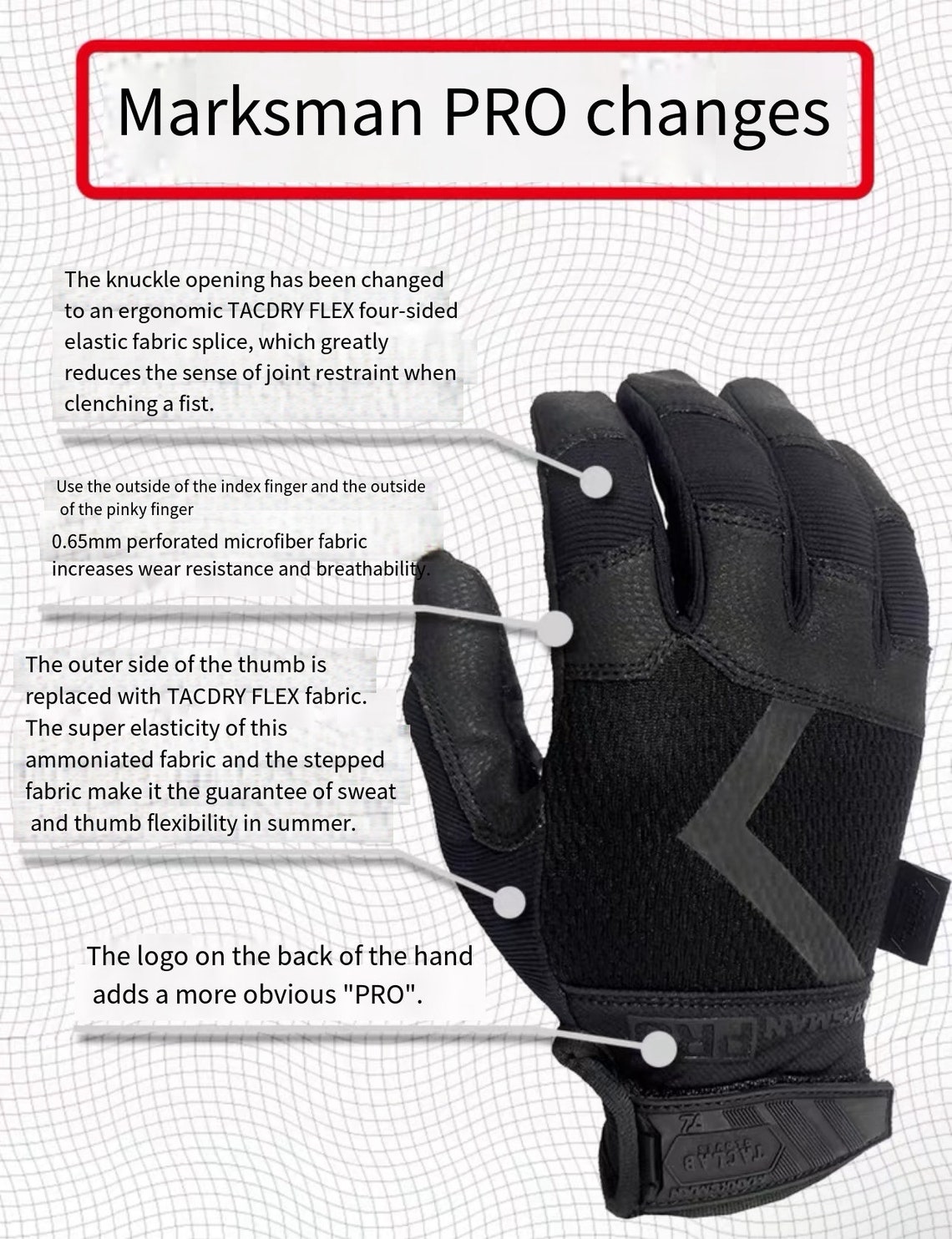 TACLAB MARKSMAN Pro 0.5mm Lightweight All Black High Dexterity Tactical ...