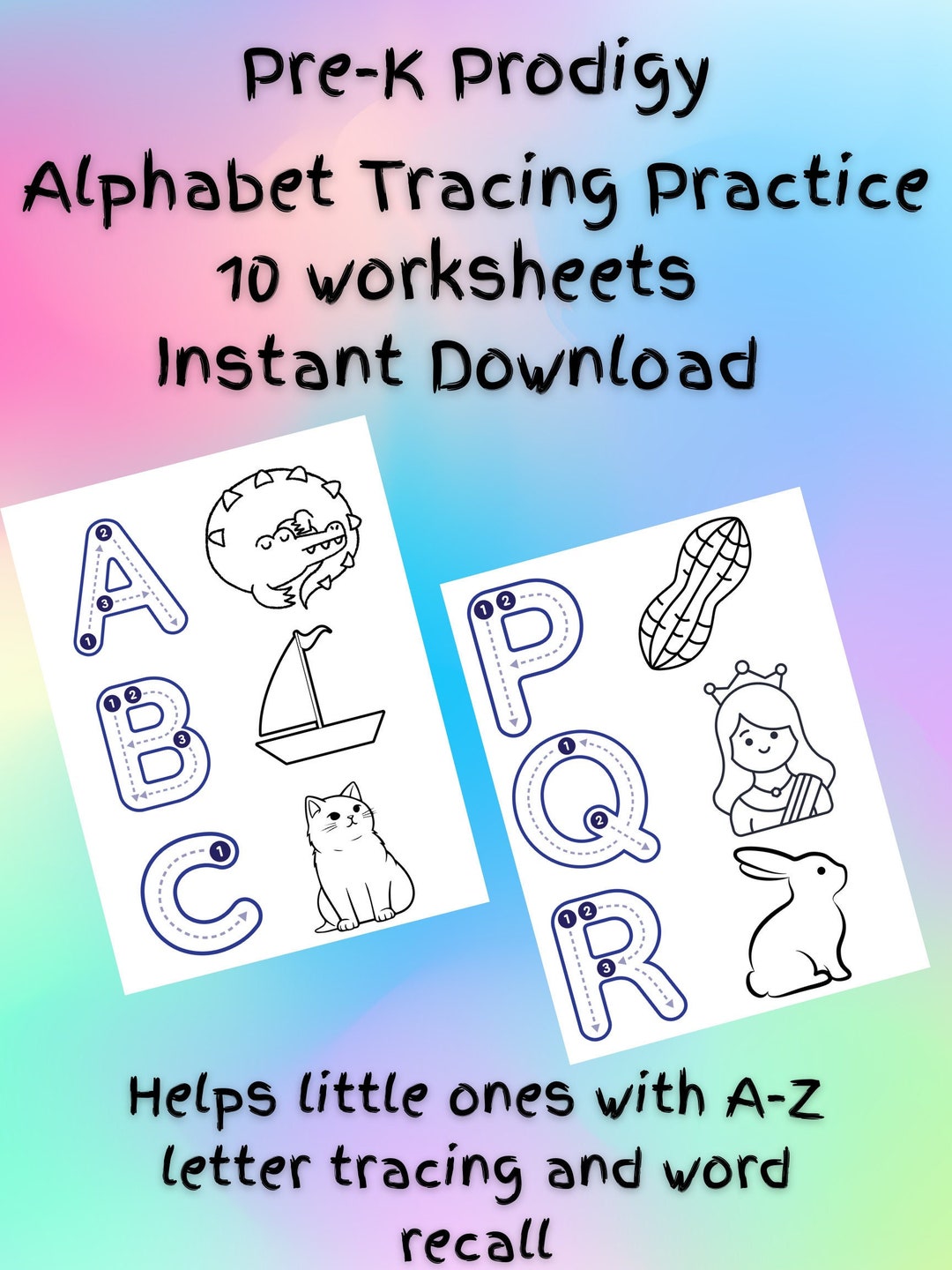 Pre-k Printable for Early Learners Full Alphabet, Practice Tracing ...