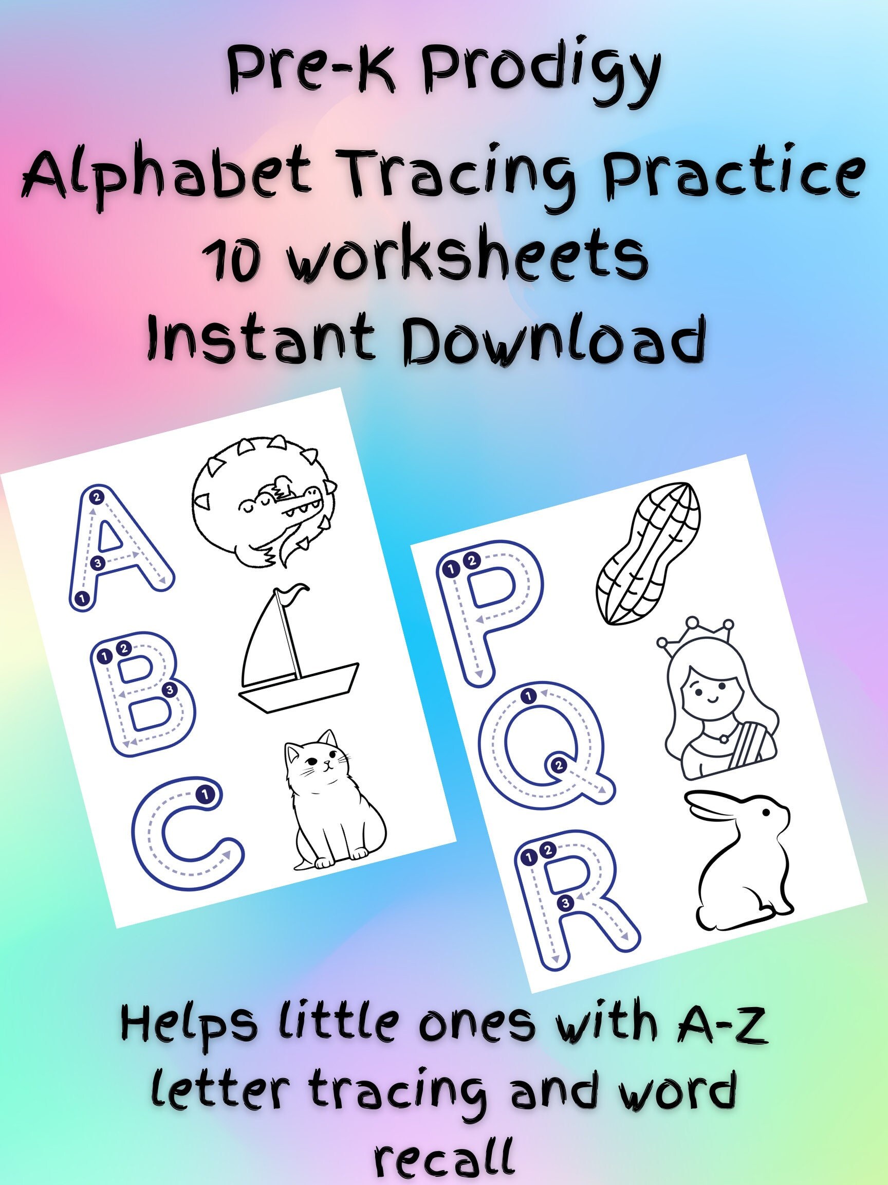 Pre-k Printable for Early Learners Full Alphabet, Practice Tracing ...