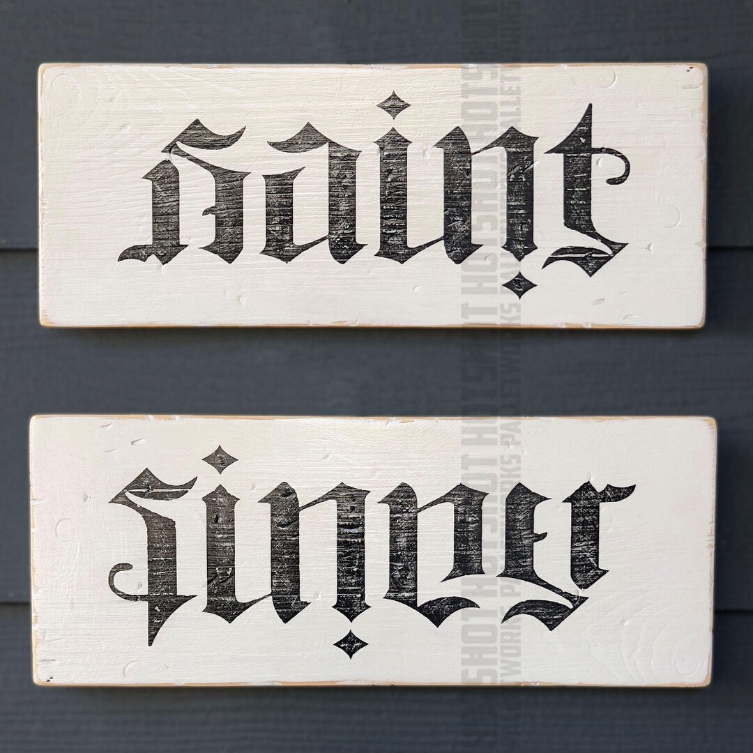 Saint Sinner Ambigram Art, Vintage-looking Pallet Wood Sign, Hand Made ...