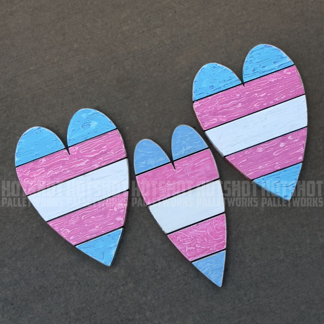 Transgender Hearts, Pride, LGBTQ, Vintage-looking Up-cycled Wood, Hand ...