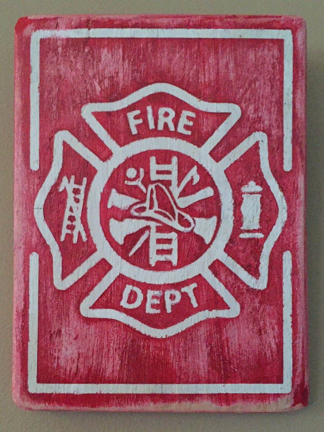Firefighter, Vintage-looking MINI Pallet Wood Hand Made, Hand Painted ...