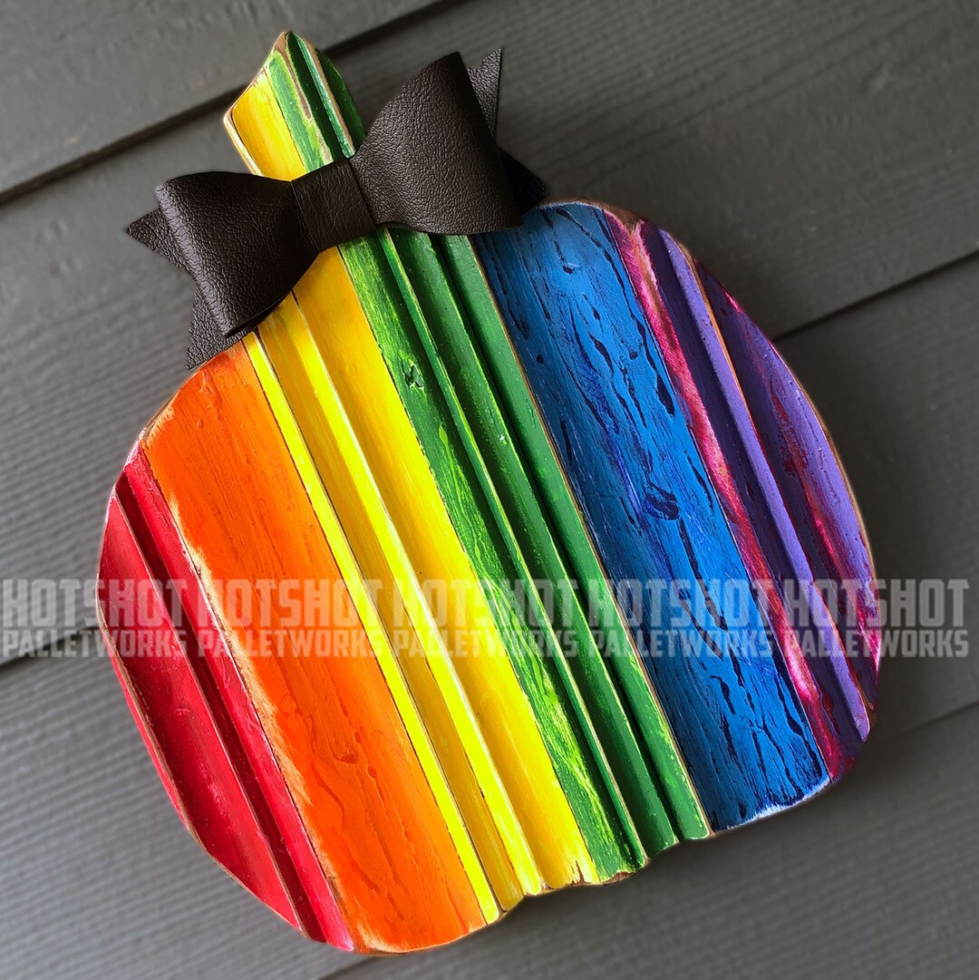 Rainbow Pride Pumpkin, LGBTQ, Vintage-looking up Cycled Wood Hand Made ...