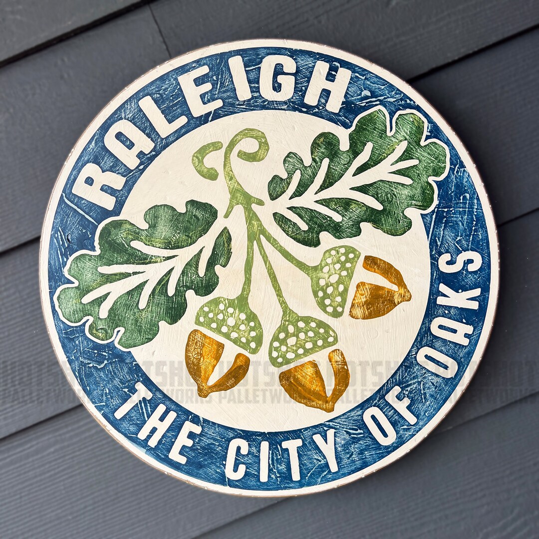 Raleigh, City of Oaks, Original Art, Hand Made, Hand Painted, Upcycled ...