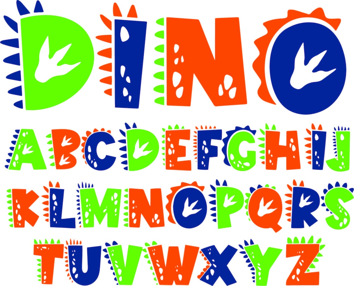 Dinosaur Fonts SVG Bundle, Dinosaur Alphabet SVG, Dinosaur Letters ...