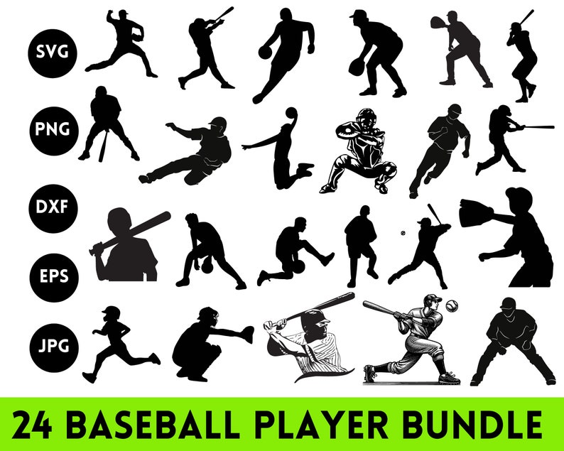 Baseball Players Svg Bundle,baseball Player Clipart,baseball Team Svg ...