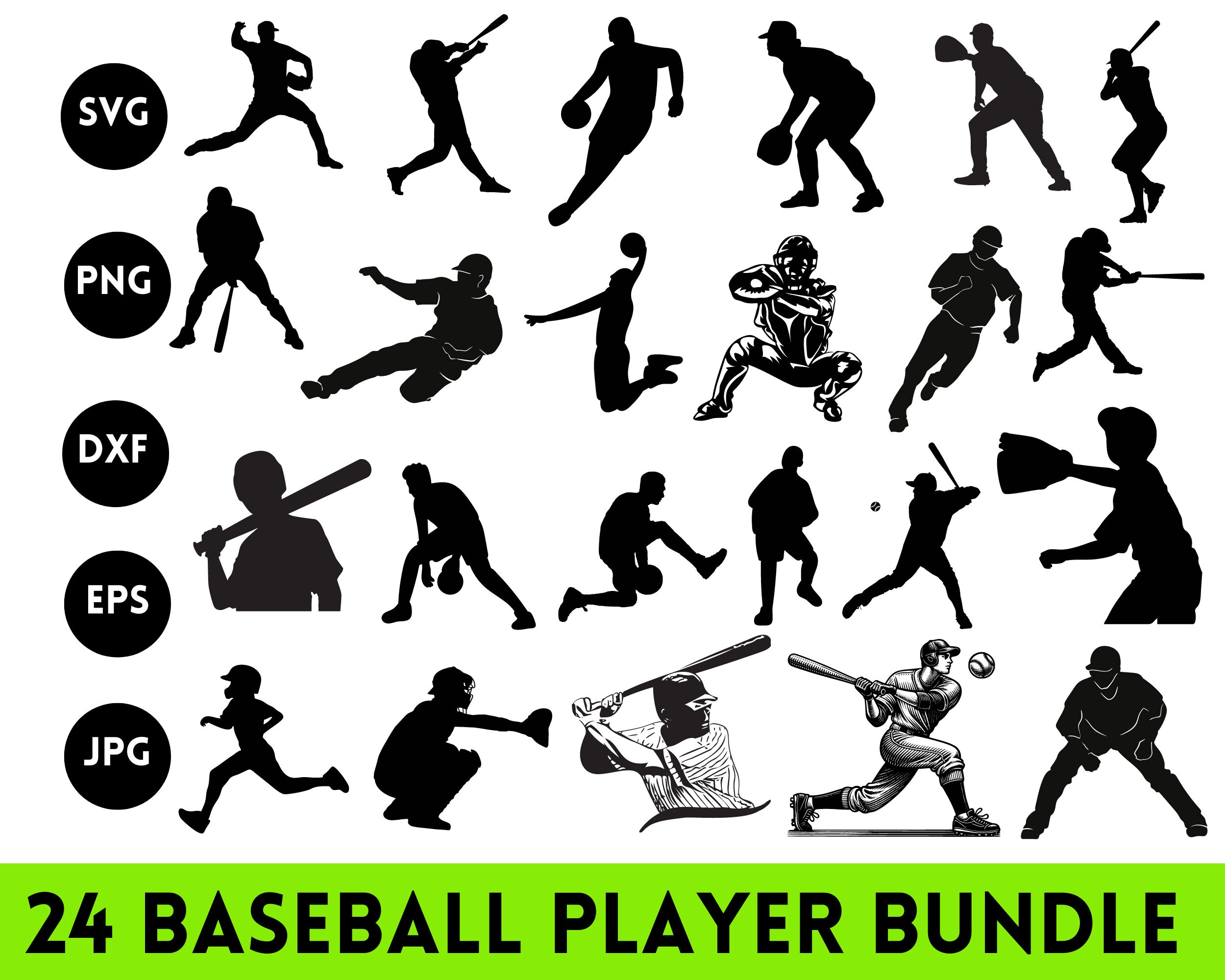 Baseball Players Svg Bundle,baseball Player Clipart,baseball Team Svg ...