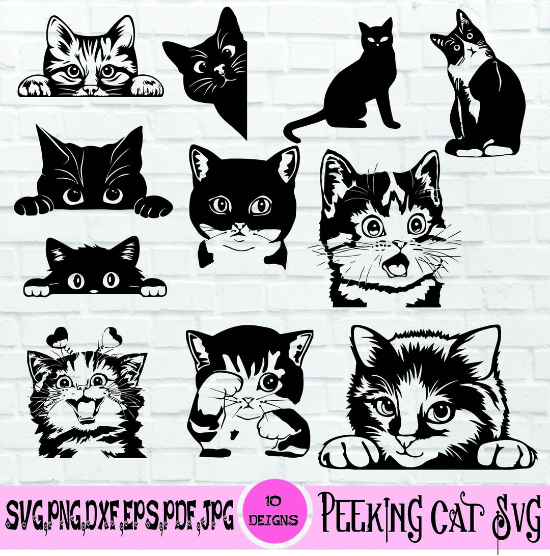 PEEKING CAT Svg-png,peeking Svg,cat Silhouette,kitten Svg,cat Face Svg ...