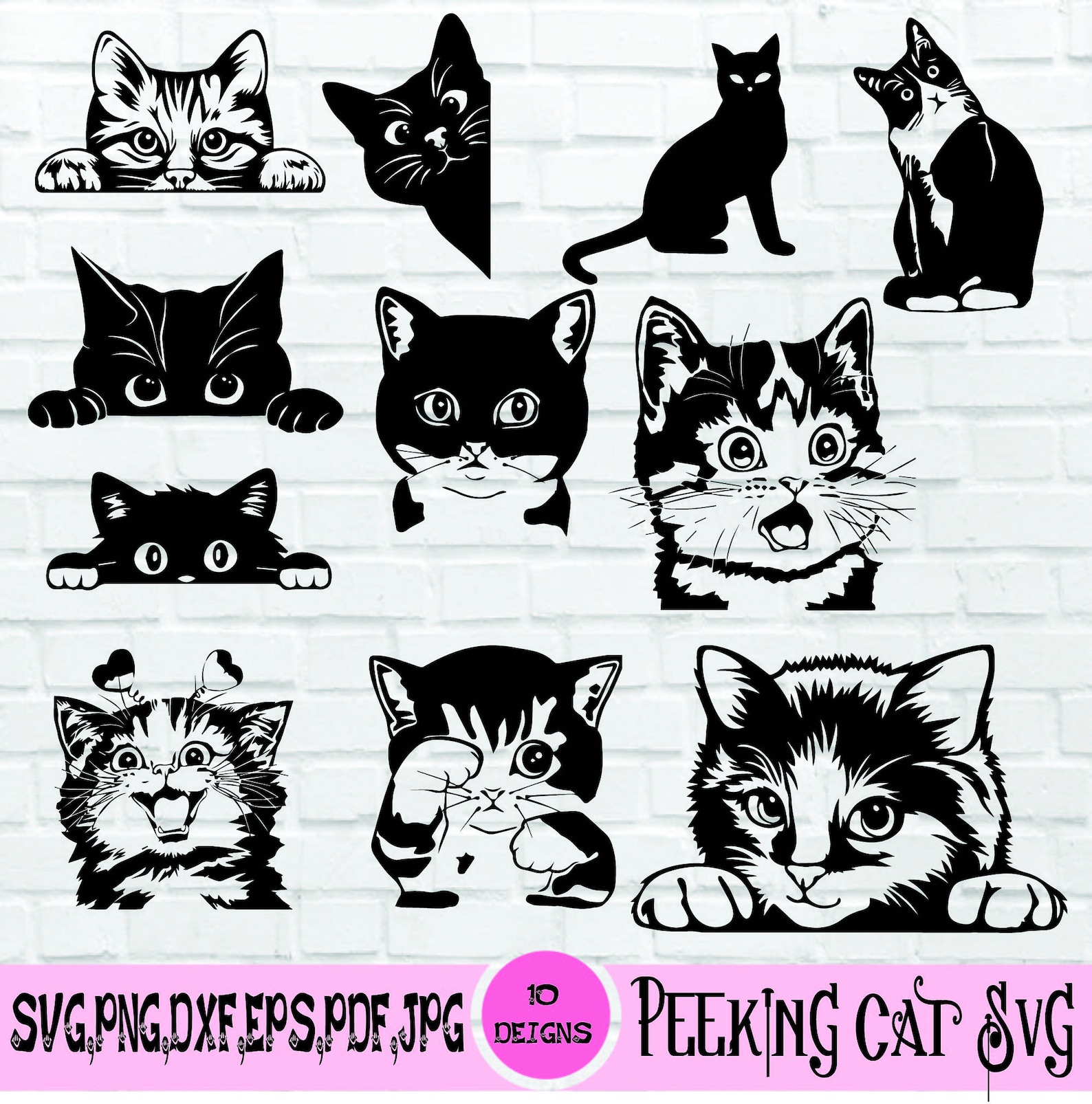 PEEKING CAT Svg-png,peeking Svg,cat Silhouette,kitten Svg,cat Face Svg ...