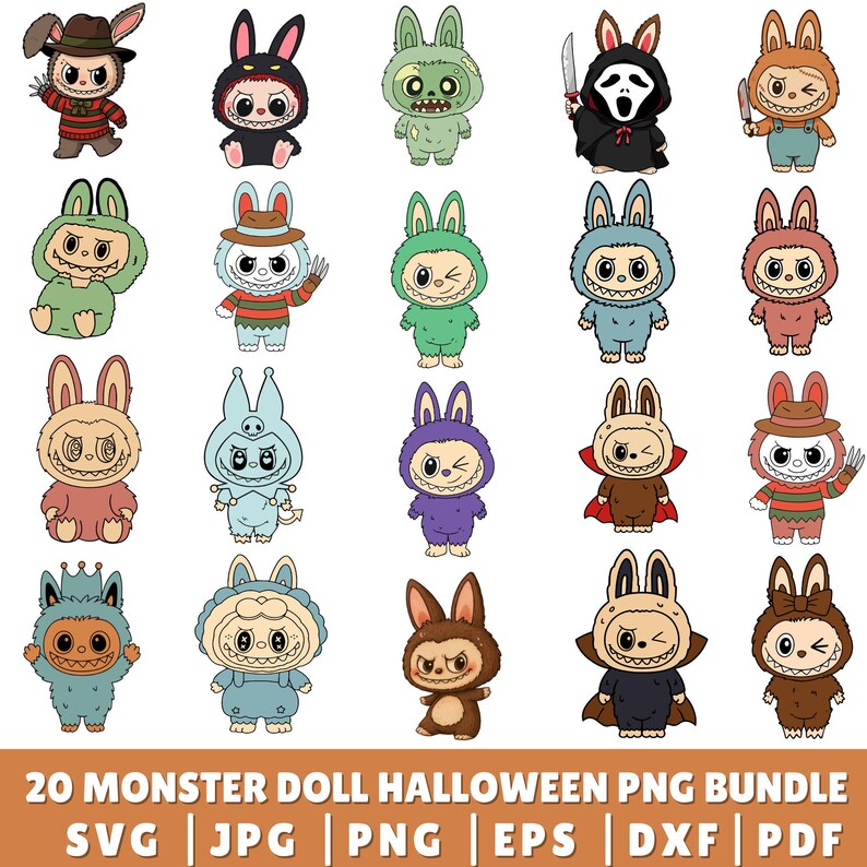 Labubu SVG Bundle | Cute Labubu Clipart PNG | Kawaii Monster SVG ...