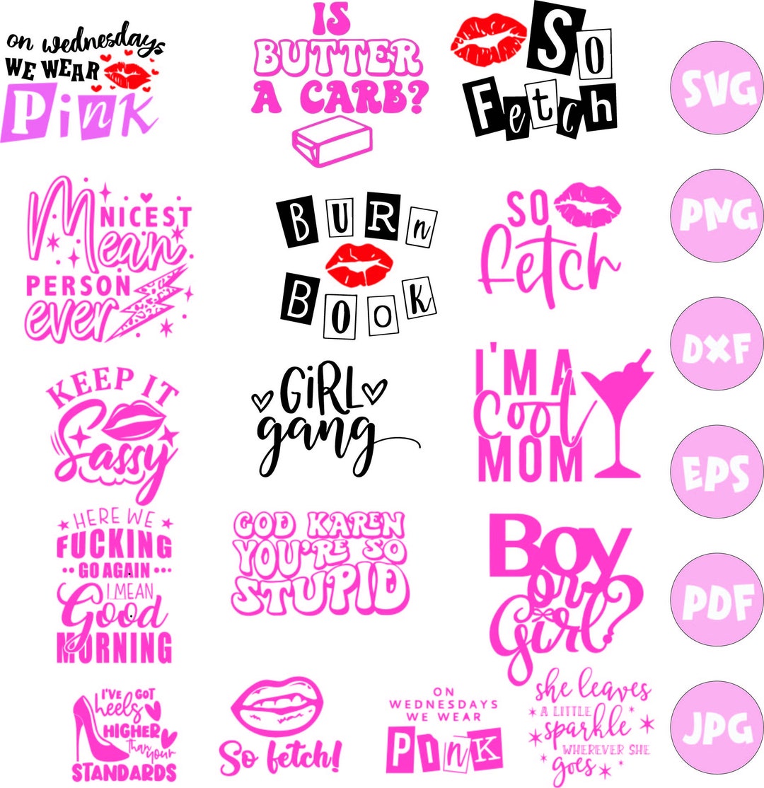 Mean Girl SVG Bundle, Mean Girls Party Png, Mean Girls Quotes, Mean ...
