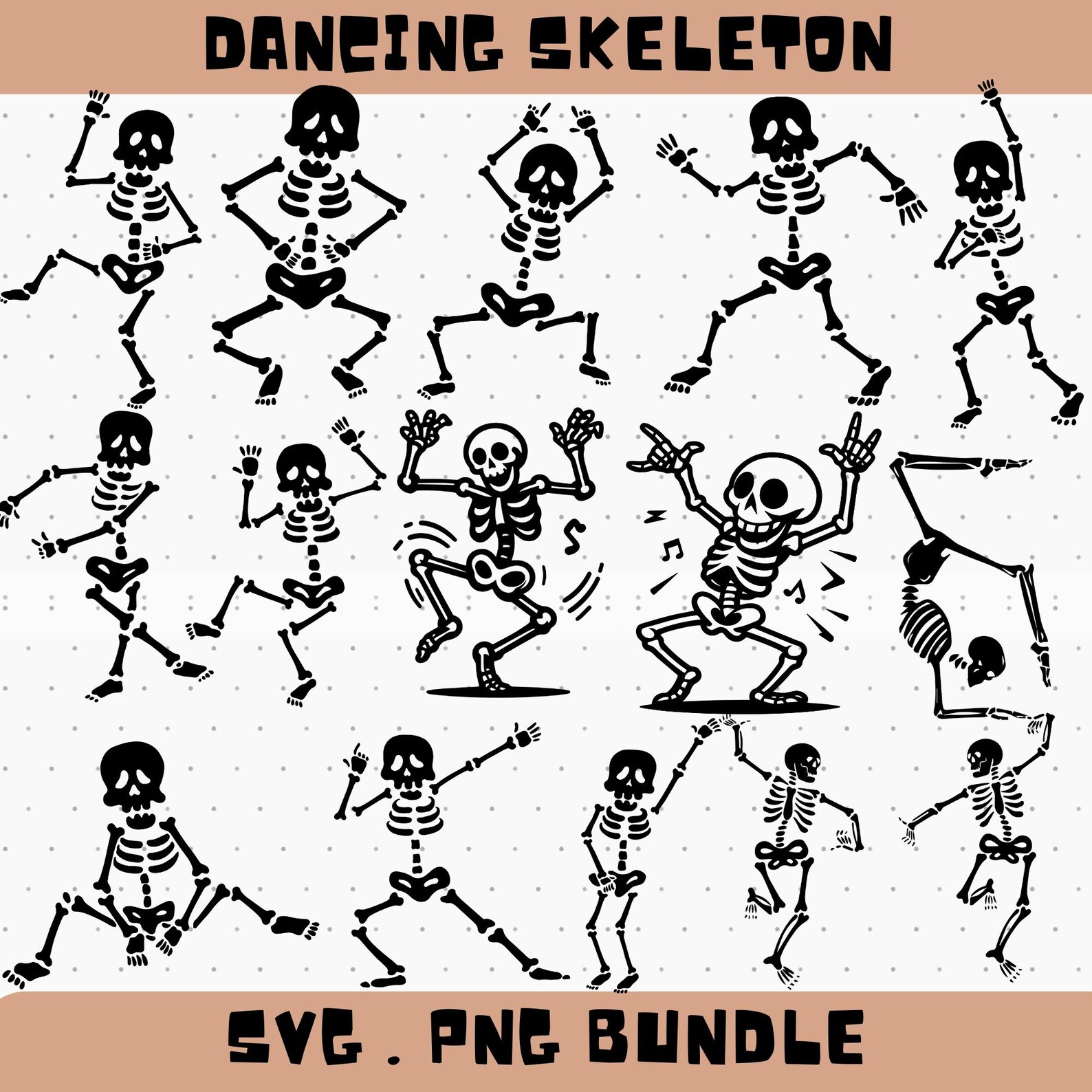 Dancing Skeleton Svg Bundle, Skeleton Svg, Dance Svg, Halloween Svg ...