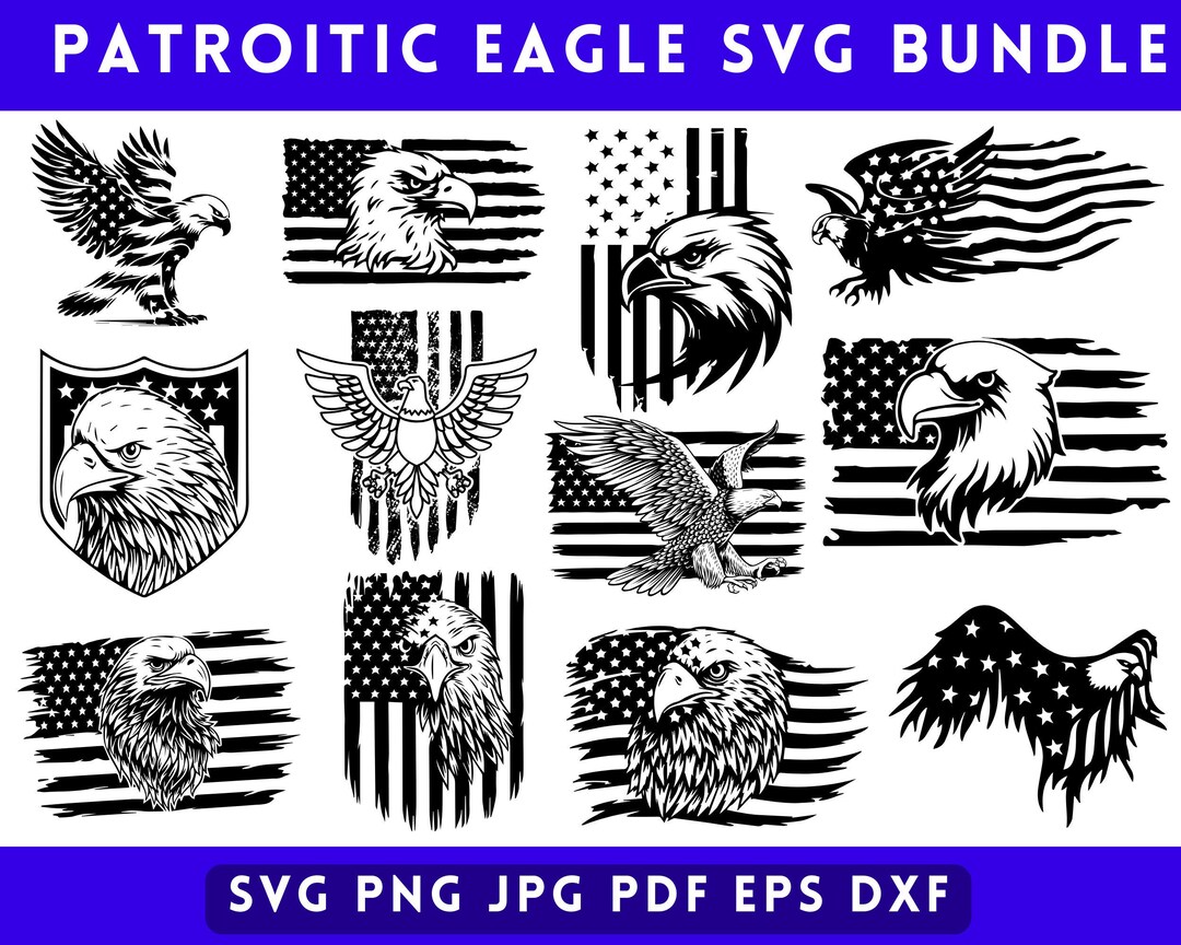 Patriotic Eagle SVG, American Flag Eagle Cut File, 4th of July USA Bald ...