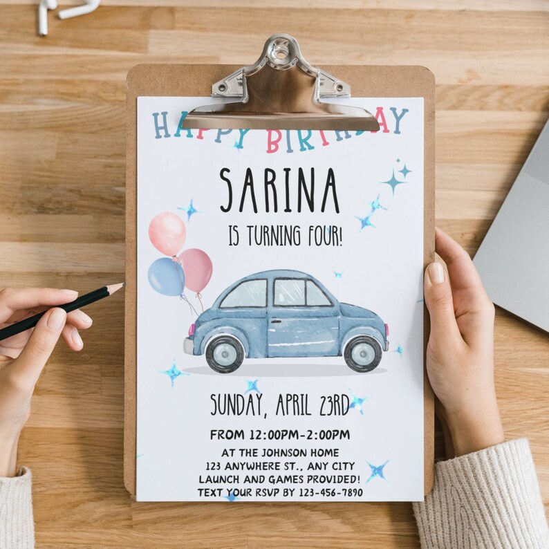Editable Cars Birthday Party Invitation Template,kids Birthday ...