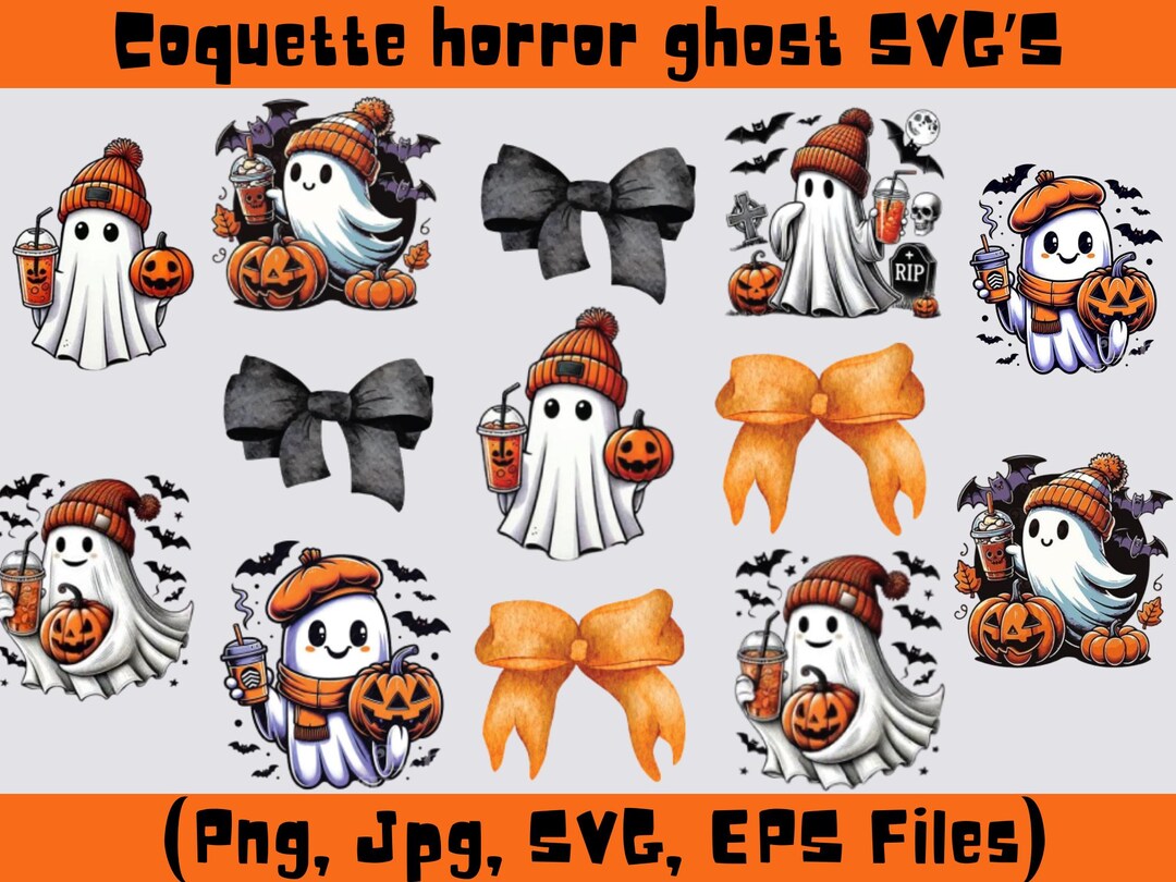 Coquette Halloween Png, Halloween Pumpkin Svg, Cute Ghost Png, Spooky ...