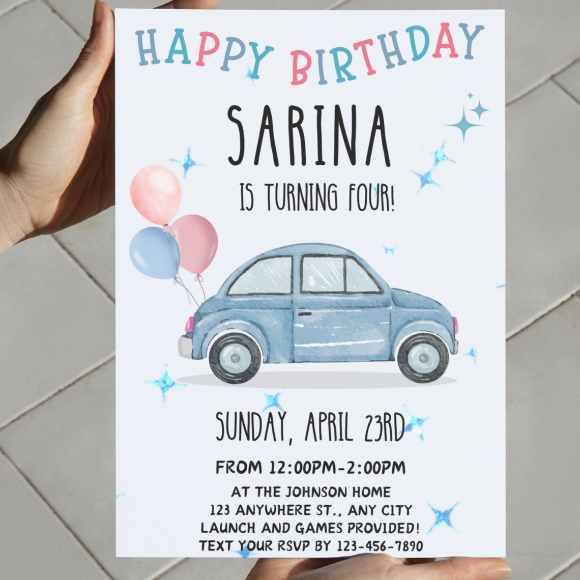 Editable Cars Birthday Party Invitation Template,kids Birthday ...