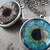 Realistic Eyeball Pin Button 6 Colors Available Grey Green Aqua Blue ...