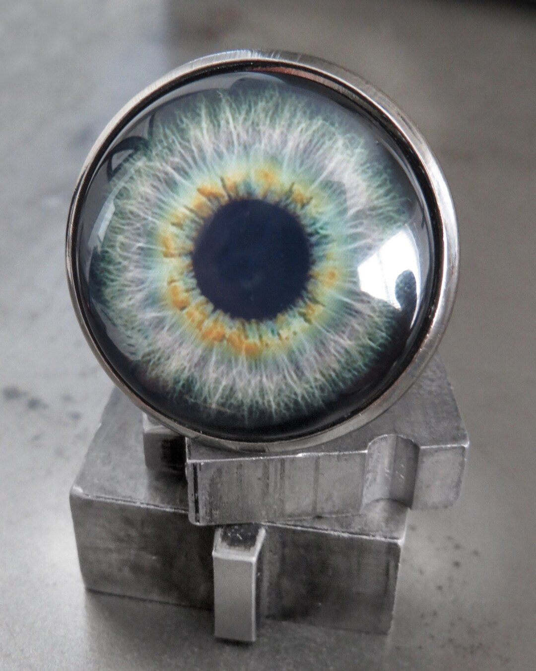 Large Grey Eyeball Ring - Photo-realistic Eye Ball Ring, Gray Evil Eye ...