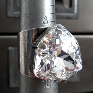 STAR DUST - Large Triangle Clear Crystal Ring - Modern Unisex ...