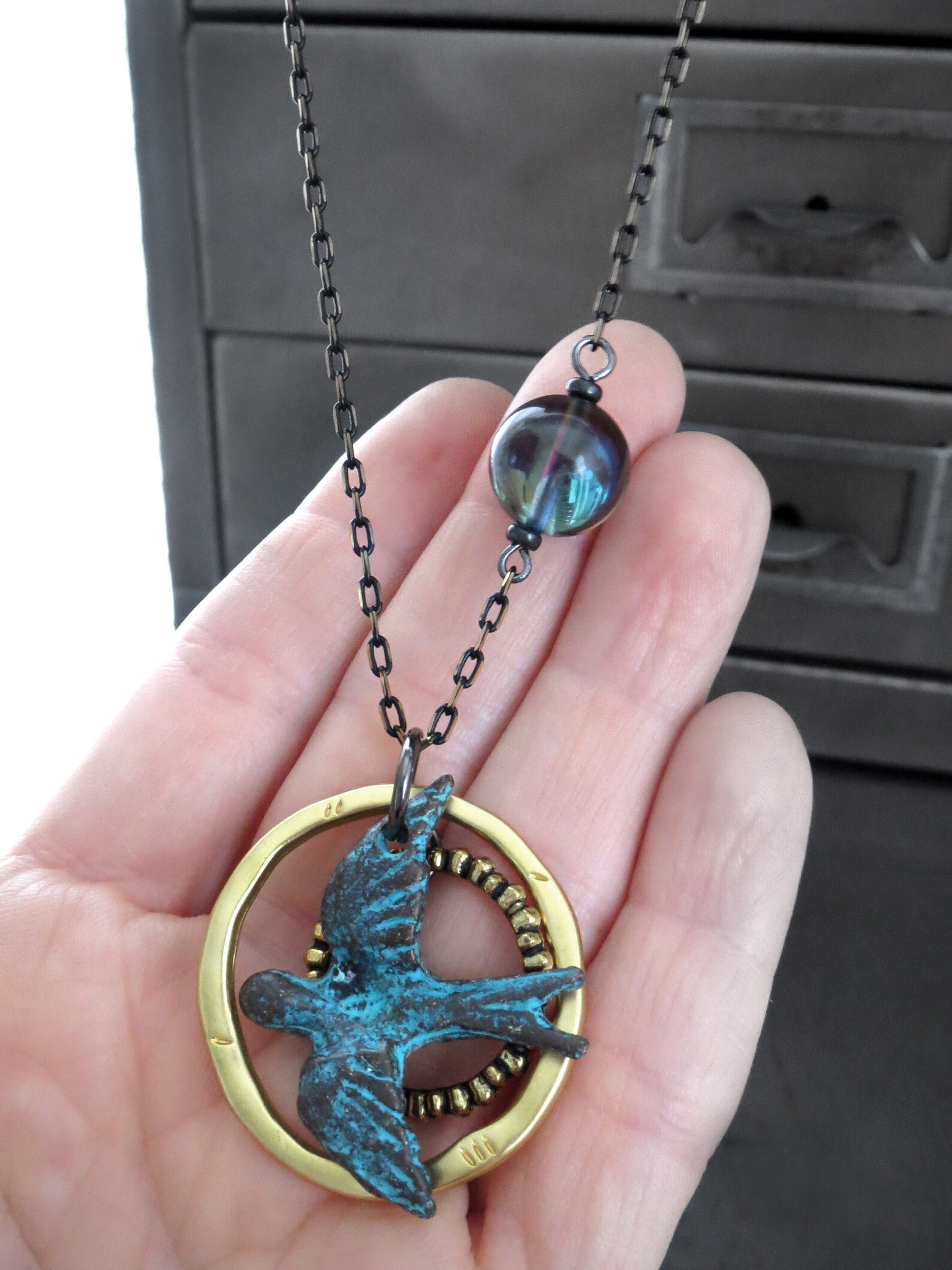FREE SPIRIT: Flying Bird Pendant Necklace, Free Bird in Aqua Green ...