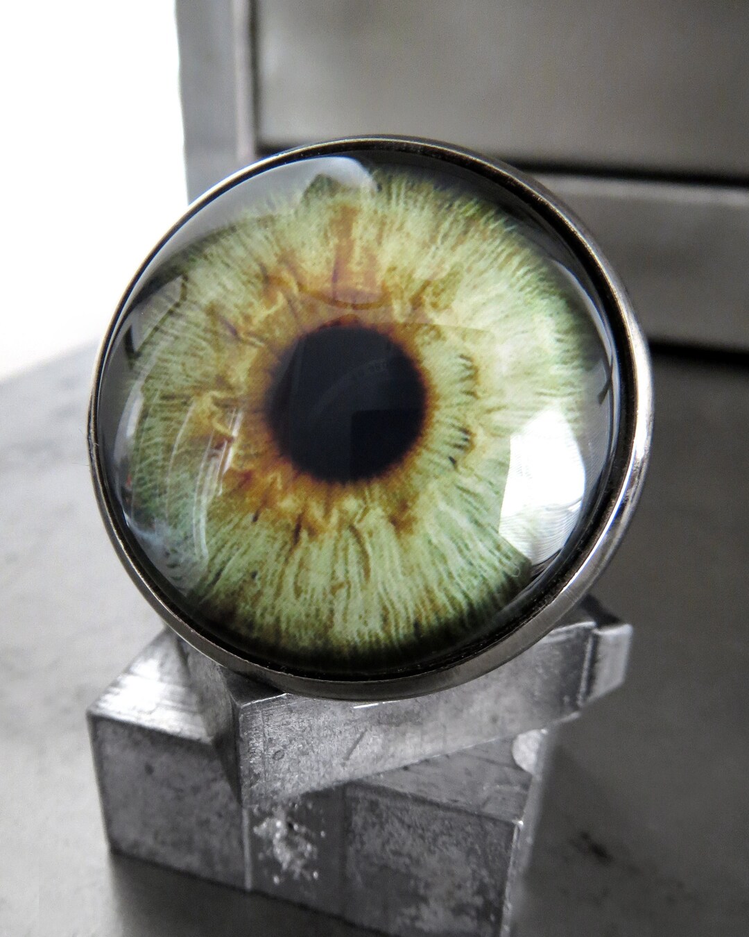 Army Green Eyeball Ring W Brown Flecks - Realistic Eye Ball Ring, Evil ...