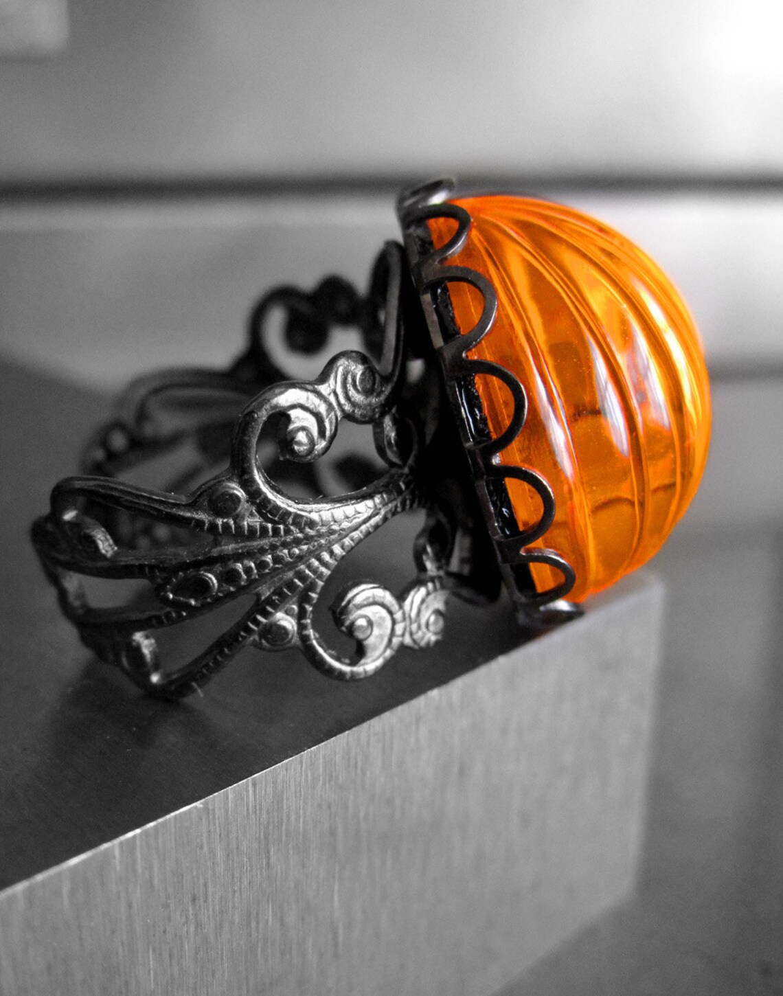 Orange Halloween Pumpkin Ring Fun Halloween Ring Gift for | Etsy