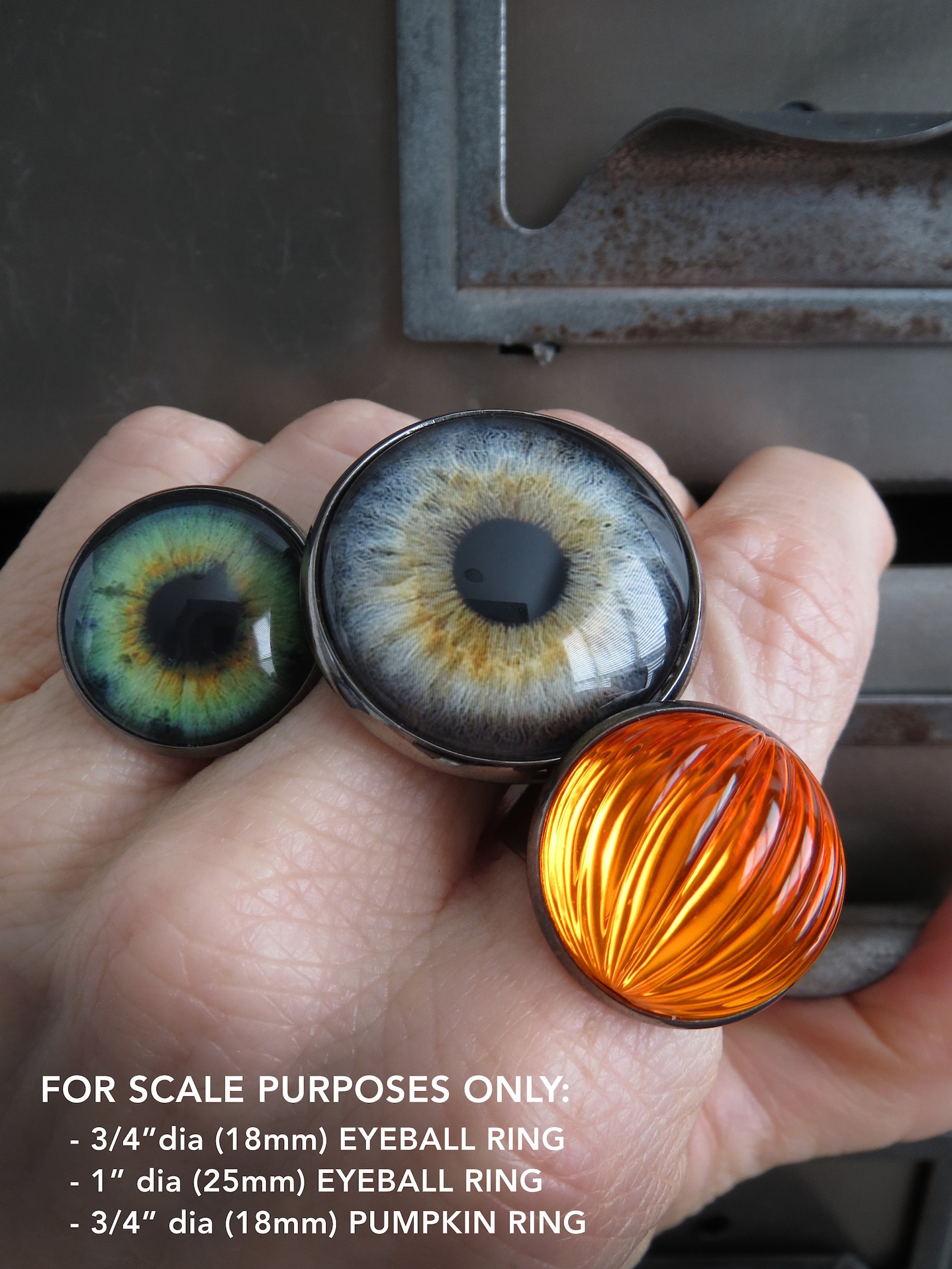 Halloween Eyeball Ring Glossy Soft Blue Grey Amber Eye Ball - Etsy