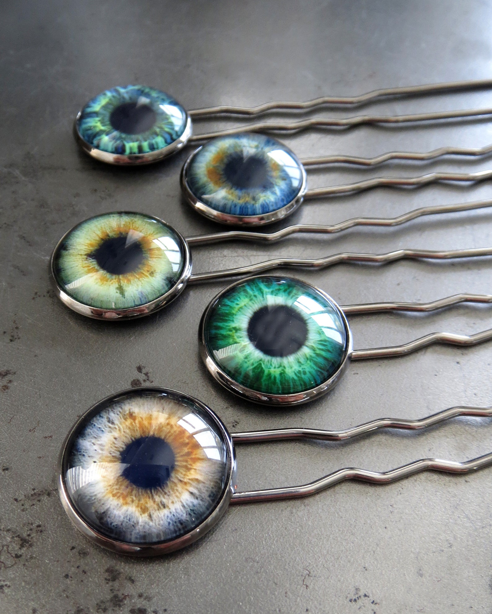 Realistic Eyeball Hair Pins - 5 Colors, Set of 2 - Gothic Halloween Eye ...