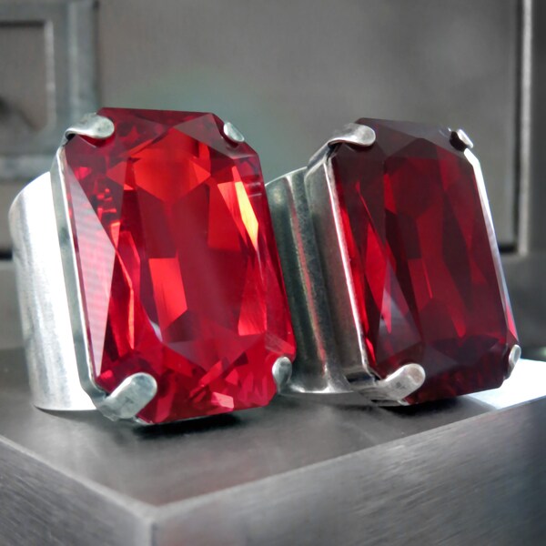 Red Crystal Ring - Etsy