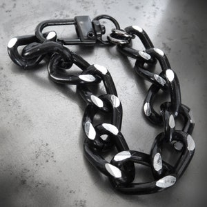 VIBE Thick Black and Silver Chain Bracelet . Faceted Black Silver Chain ...