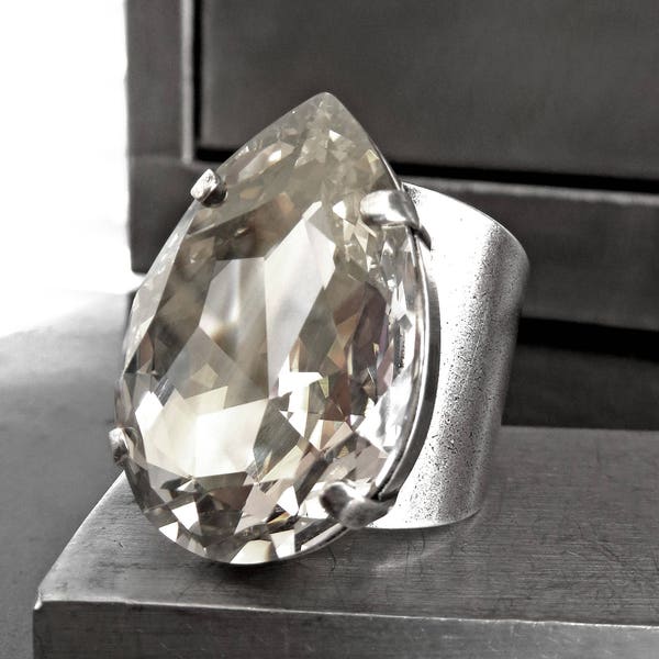 Huge Crystal Cocktail Ring - Etsy